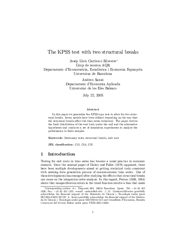 (PDF) The KPSS test with two structural breaks
