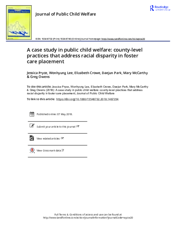 (PDF) A case study in public child welfare: county-level practices that ...