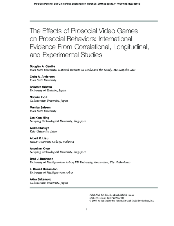 (PDF) The effects of prosocial video games on prosocial behaviors ...