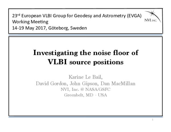 (PDF) Investigating the Noise Floor of VLBI Source Positions