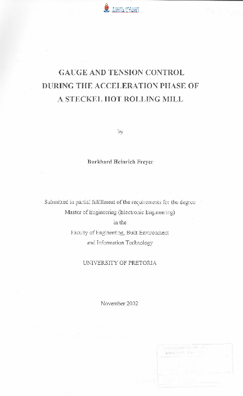 (PDF) Gauge and Tension Control during the Acceleration Phase of a ...