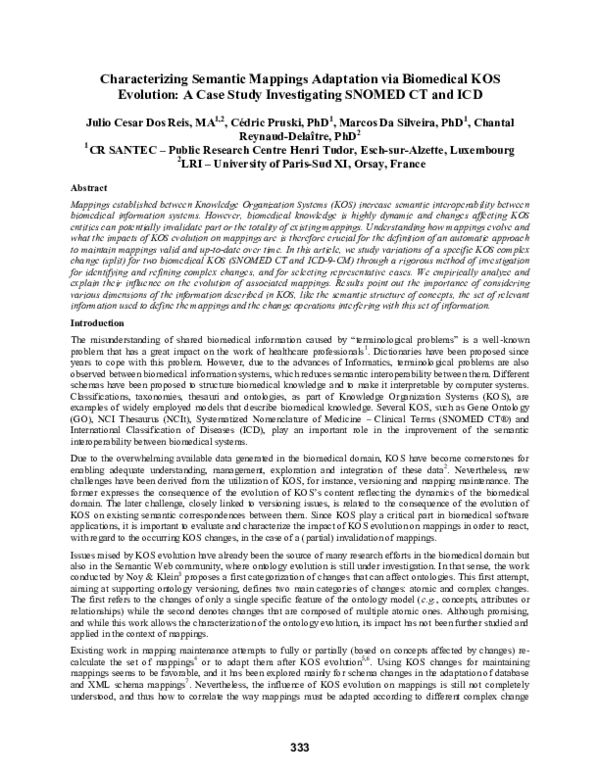 (PDF) Characterizing semantic mappings adaptation via biomedical KOS evolution: a case study ...