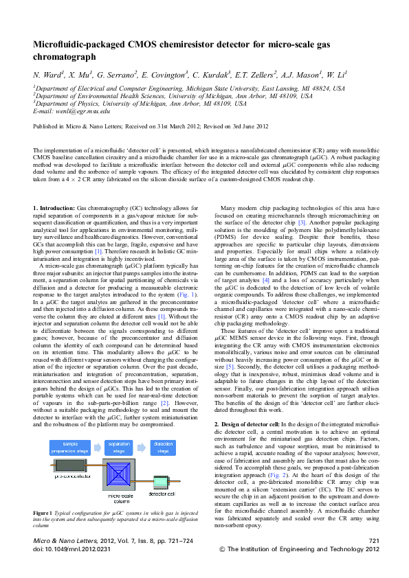 (PDF) Microfluidic-packaged CMOS chemiresistor detector for micro-scale ...