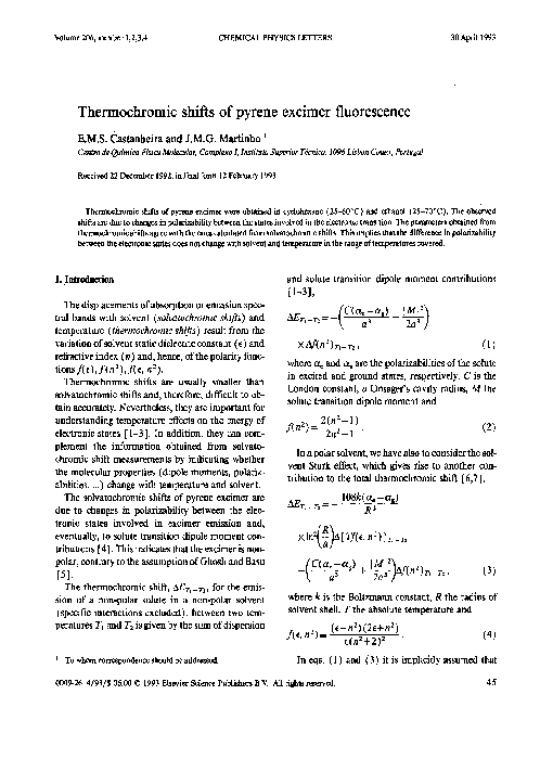 (PDF) Thermochromic shifts of pyrene excimer fluorescence