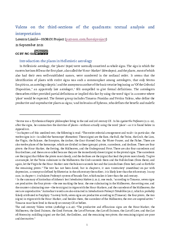 (PDF) Valens on the third-sections of the quadrants: textual analysis and interpretation