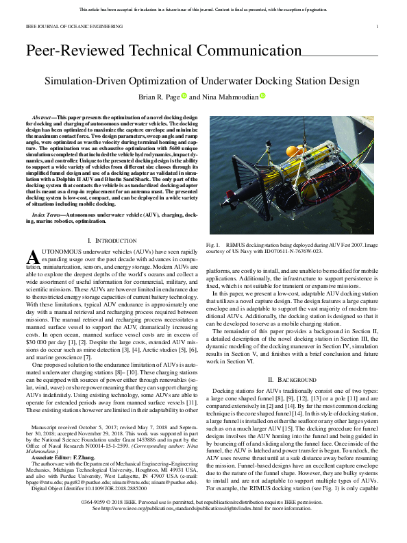 (PDF) Simulation-Driven Optimization of Underwater Docking Station Design