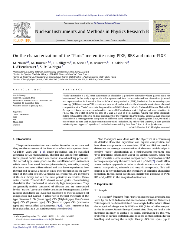 (PDF) Characterization of the Paris Meteorite