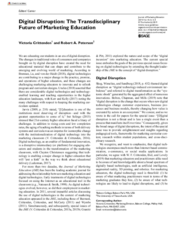 (PDF) Digital Disruption: The Transdisciplinary Future of Marketing ...