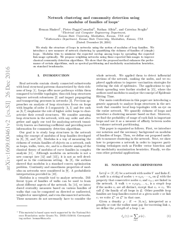 (PDF) Modulus of families of loops with applications in network analysis