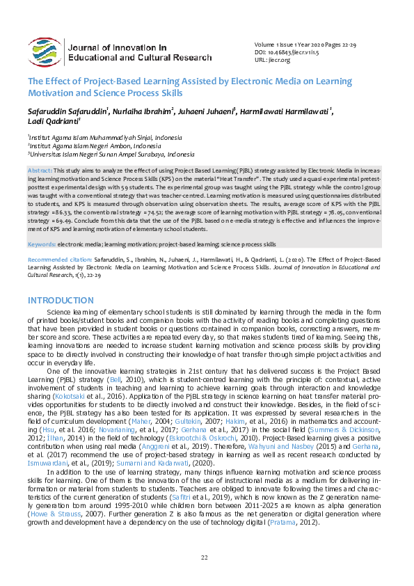 (PDF) The Effect of Project-Based Learning Assisted by Electronic Media on Learning Motivation ...