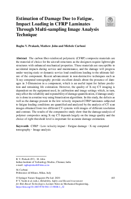 (PDF) Estimation of Damage Due to Fatigue, Impact Loading in CFRP ...