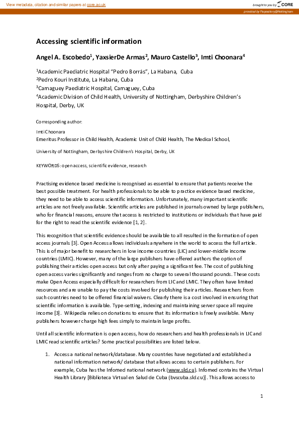 (PDF) Accessing scientific information