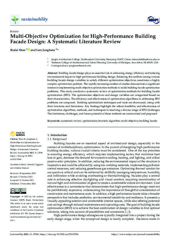 (PDF) Multi-Objective Optimization for High-Performance Building Facade Design: A Systematic ...