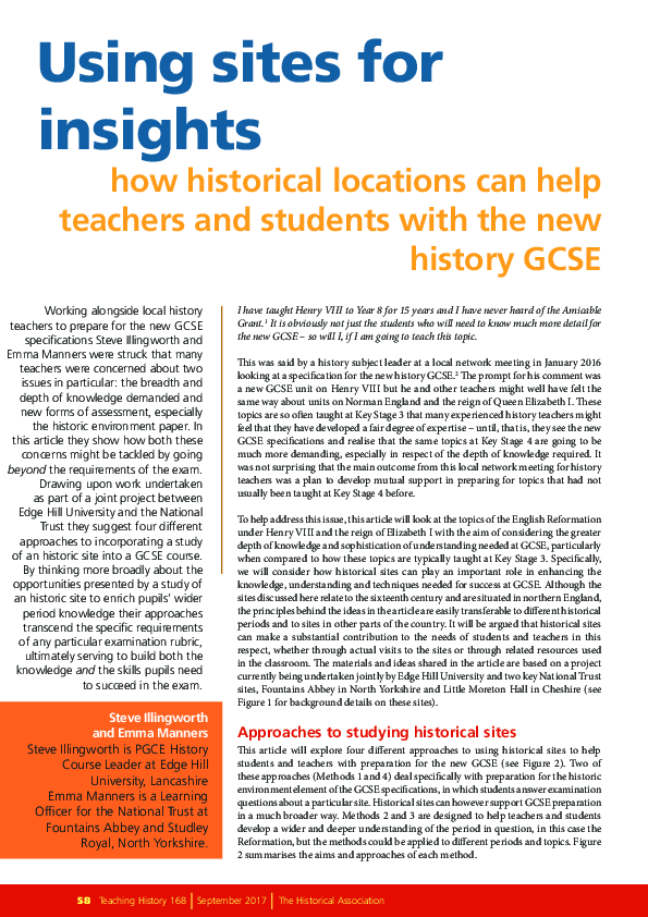 (PDF) Using Sites for Insights: How Historical Locations Can Help ...