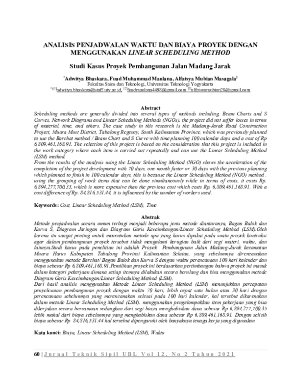 (PDF) Analisis Penjadwalan Waktu Dan Biaya Proyek Dengan Menggunakan ...