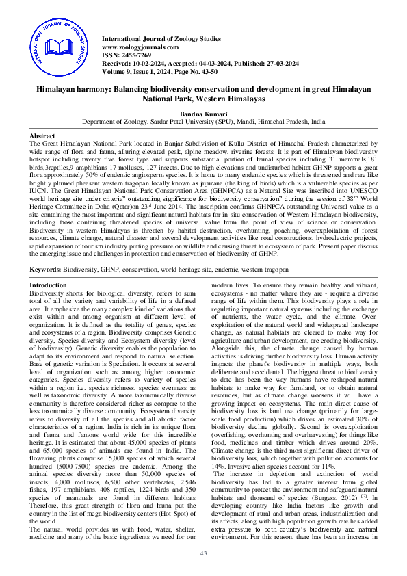 (PDF) Himalayan harmony: Balancing biodiversity conservation and ...