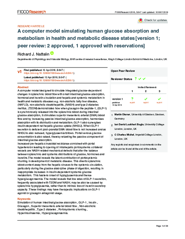 (PDF) A computer model simulating human glucose absorption and ...