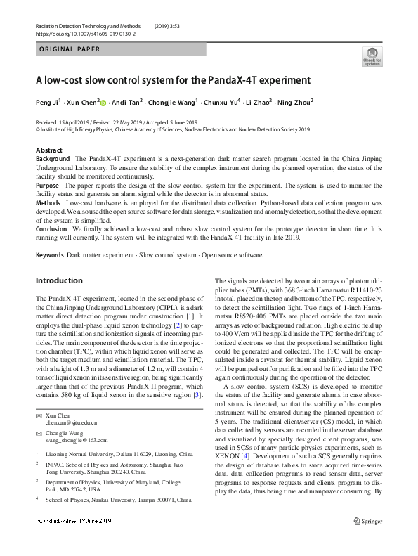 (PDF) A low-cost slow control system for the PandaX-4T experiment