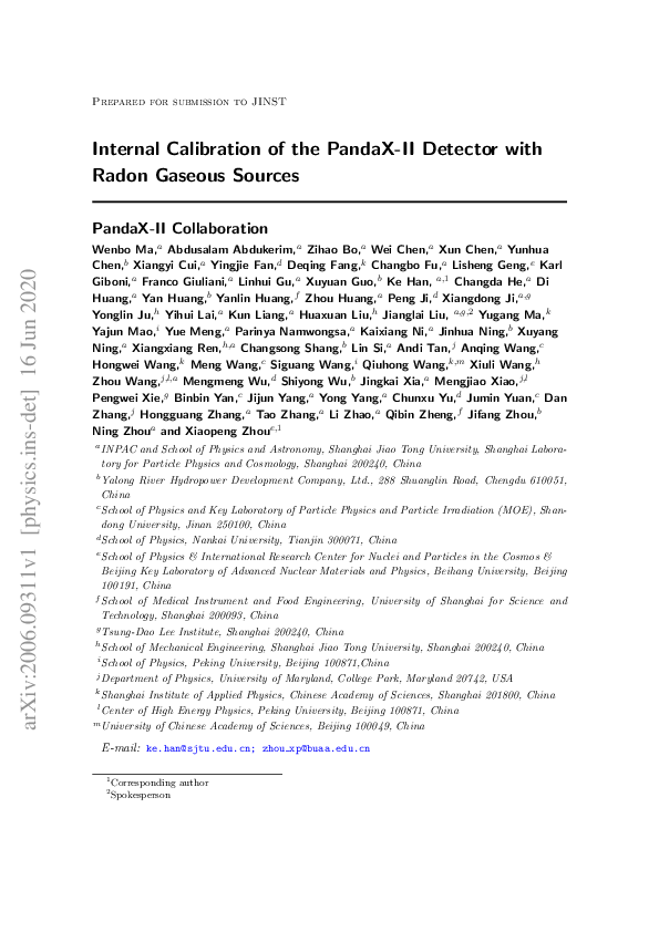 (PDF) Internal calibration of the PandaX-II detector with radon gaseous ...