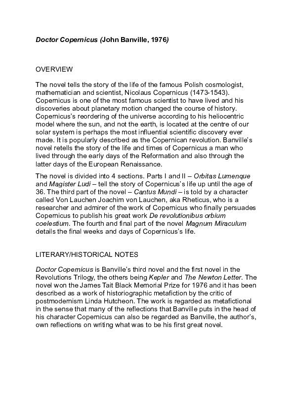 (DOC) John Banville's Copernicus