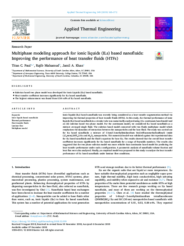 (PDF) Multiphase modeling approach for ionic liquids (ILs) based ...