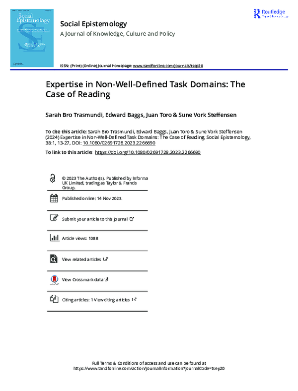 (PDF) Expertise in Non-Well-Defined Task Domains: The Case of Reading