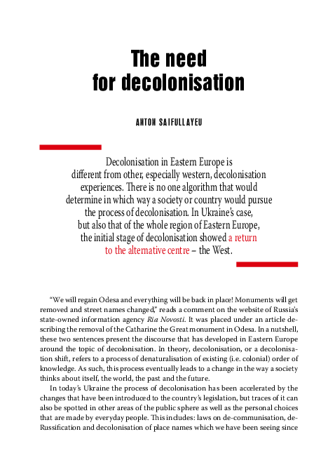 (PDF) The need for decolonisation