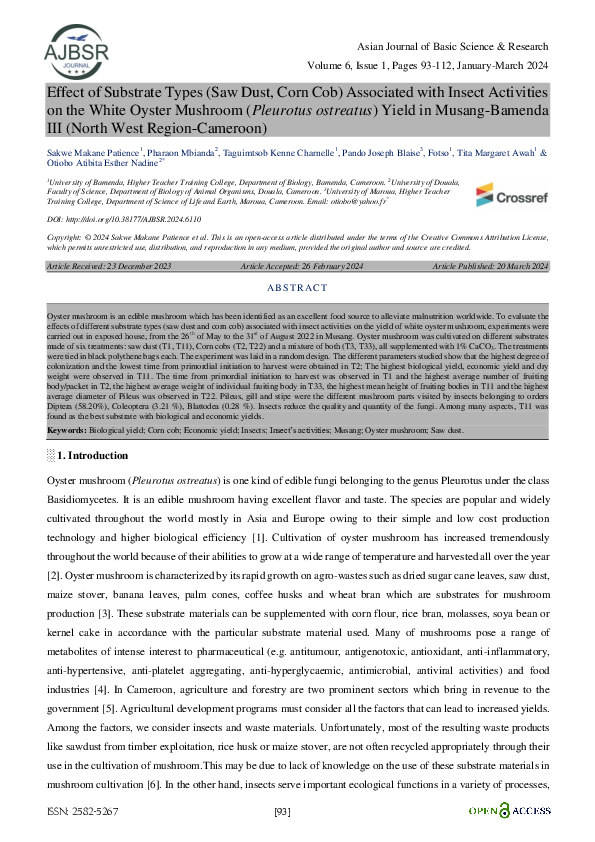 (PDF) Effect of Substrate Types (Saw Dust, Corn Cob) Associated with ...