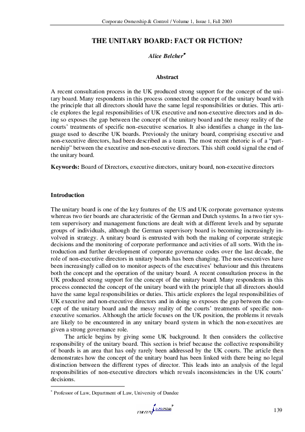 (PDF) The unitary board: Fact or fiction?