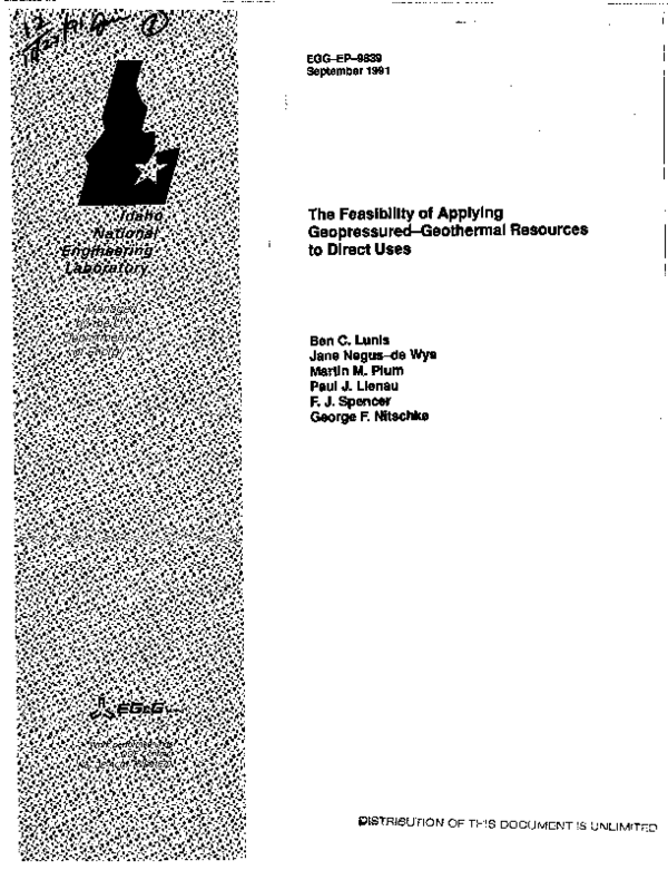 (PDF) The feasibility of applying geopressured-geothermal resources to ...