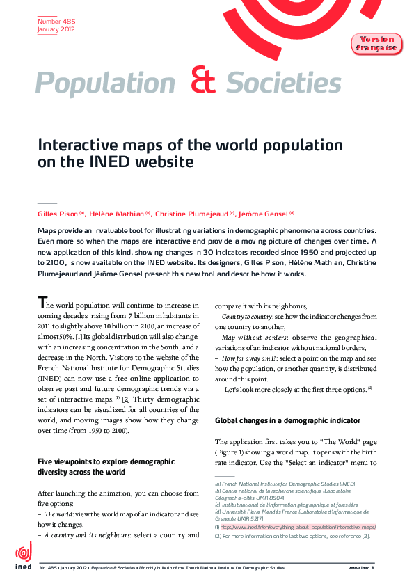 (PDF) Interactive maps of the world population on the INED website