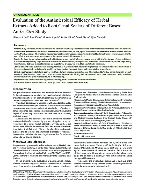 (PDF) Evaluation of the Antimicrobial Efficacy of Herbal Extracts Added ...