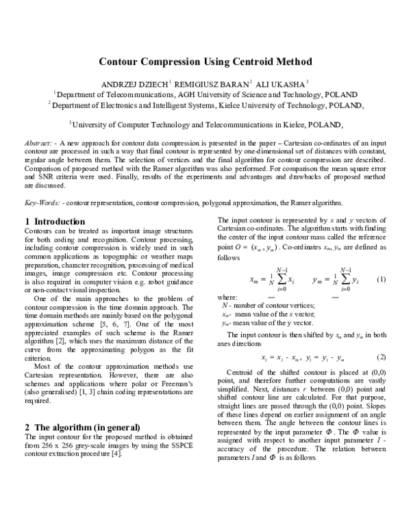(PDF) Contour compression using centroid method