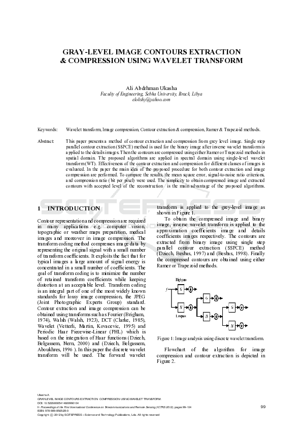 (PDF) Gray-Level Image Contours Extraction & Compression Using Wavelet Transform