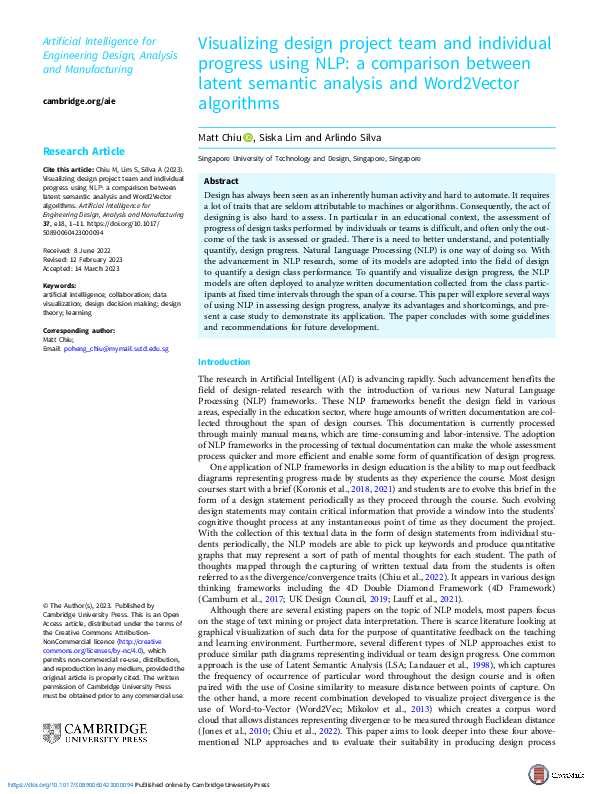 (PDF) Visualizing design project team and individual progress using NLP ...
