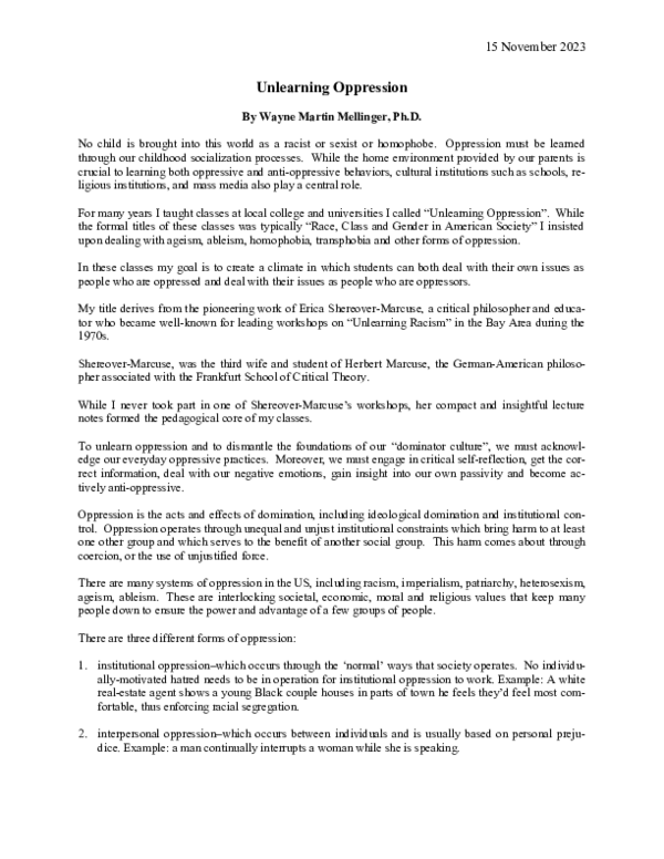 (DOC) Unlearning Oppression