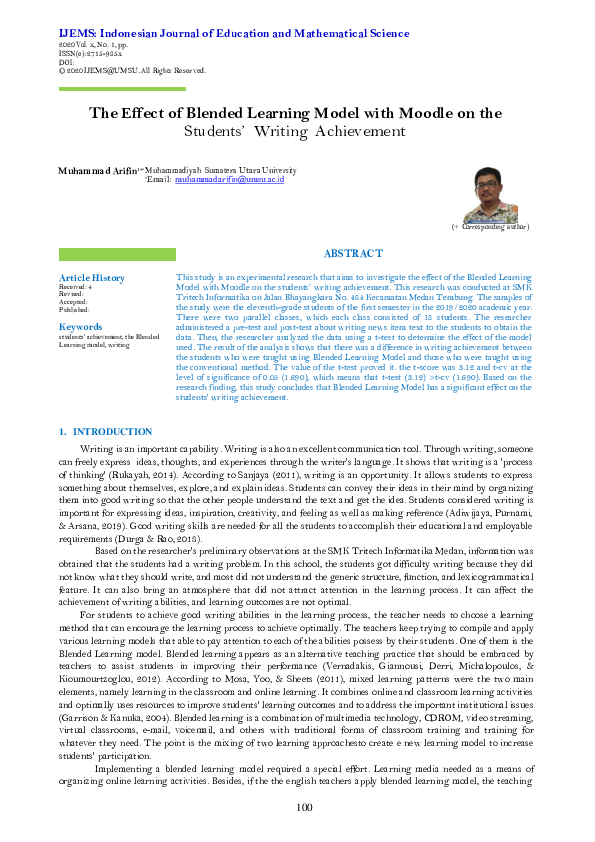 (PDF) The Effect of Blended Learning Model with Moodle on the Students ...