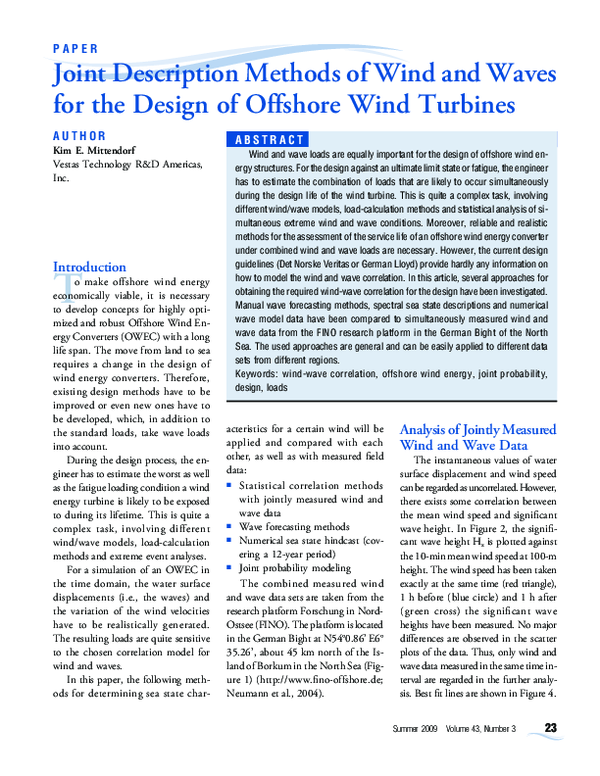 (PDF) Joint Description Methods of Wind and Waves for the Design of ...