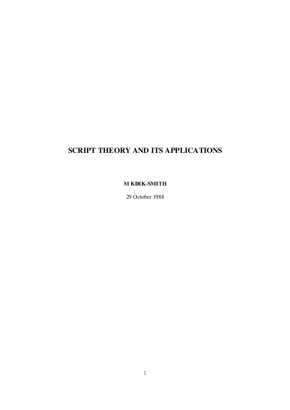 (PDF) Script Theory and its Applications