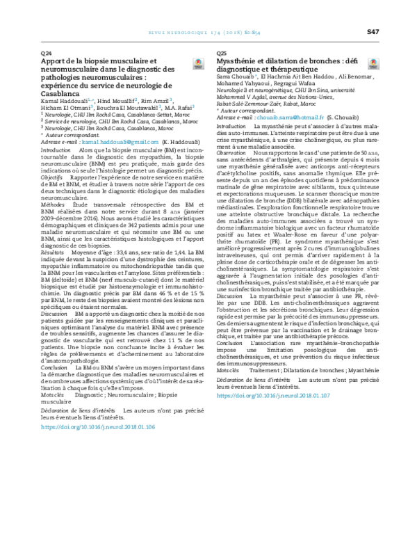 Apport de la biopsie musculaire et neuromusculaire dans le diagnostic ...