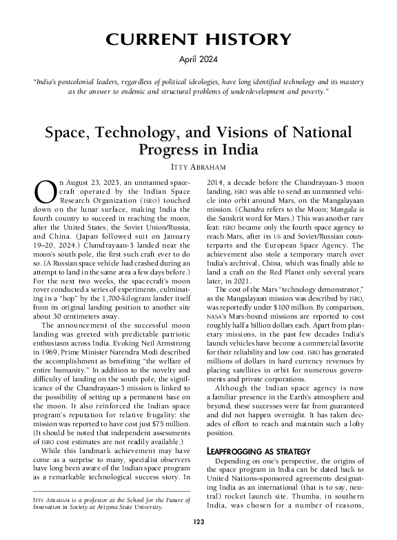 (PDF) Space, Technology and Visions of National Progress in India
