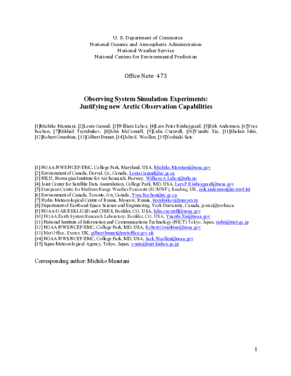 (PDF) Observing System Simulation Experiments; justifying new Arctic ...