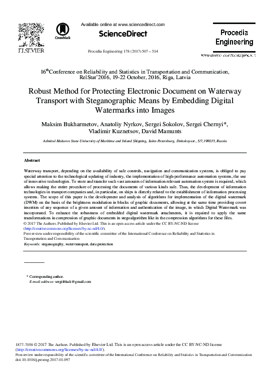 (PDF) Robust Method for Protecting Electronic Document on Waterway Transport with Steganographic ...