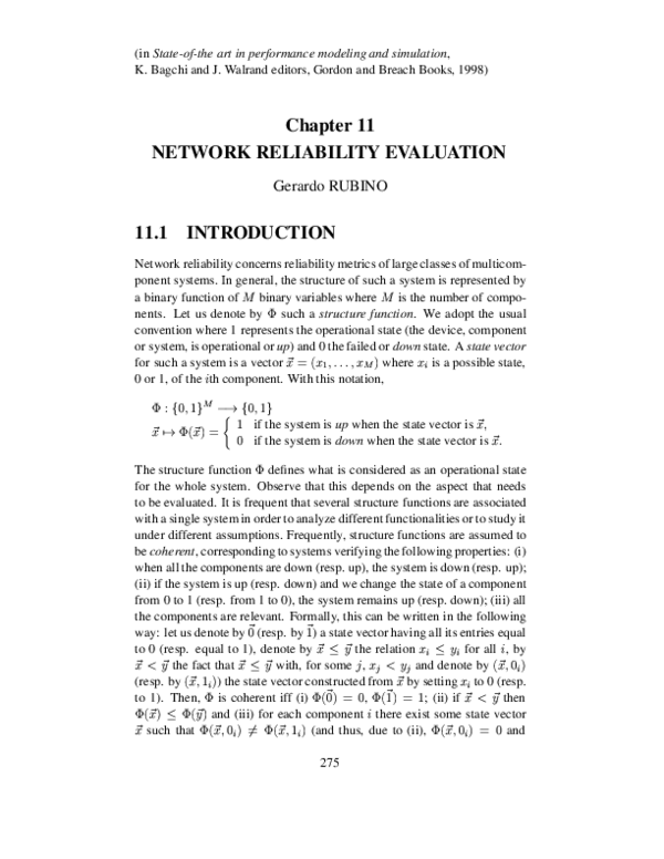 (PDF) Network Reliability Evaluation