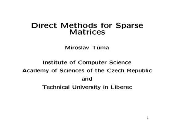 (PDF) Direct Methods for Sparse Matrices