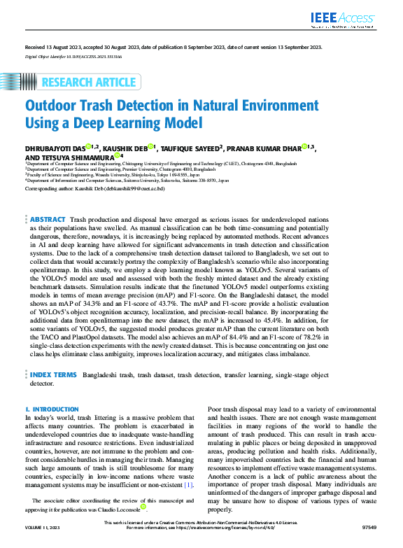 (PDF) Outdoor Trash Detection in Natural Environment Using a Deep Learning Model
