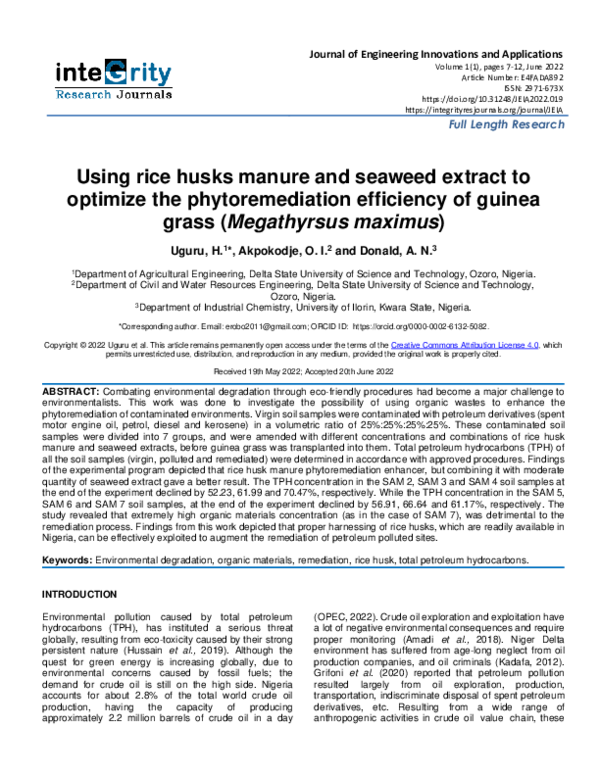 (PDF) Using rice husks manure and seaweed extract to optimize the ...