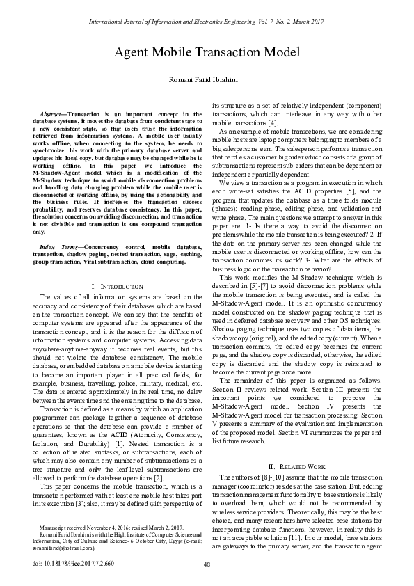 (PDF) Agent Mobile Transaction Model