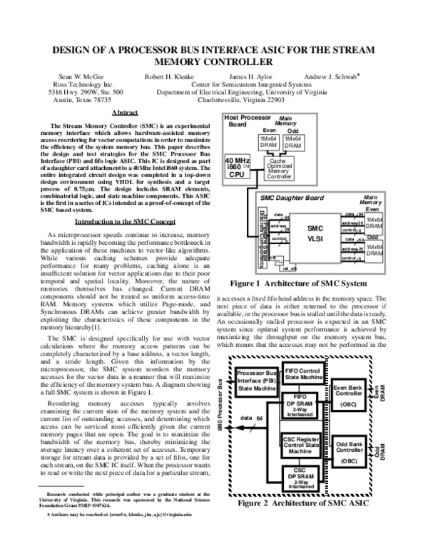(PDF) Design of a processor bus interface ASIC for the stream memory ...