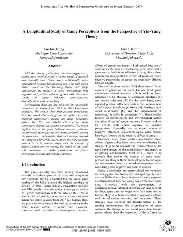 (PDF) A Longitudinal Study of Game Perceptions from the Perspective of Yin-Yang Theory